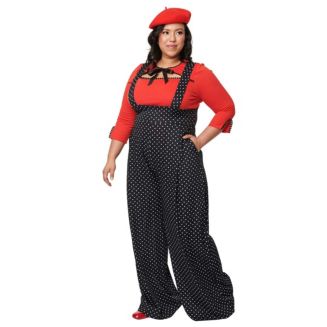 Unique Vintage Plus Size Wide Leg Rochelle Suspender Pants - Macy's