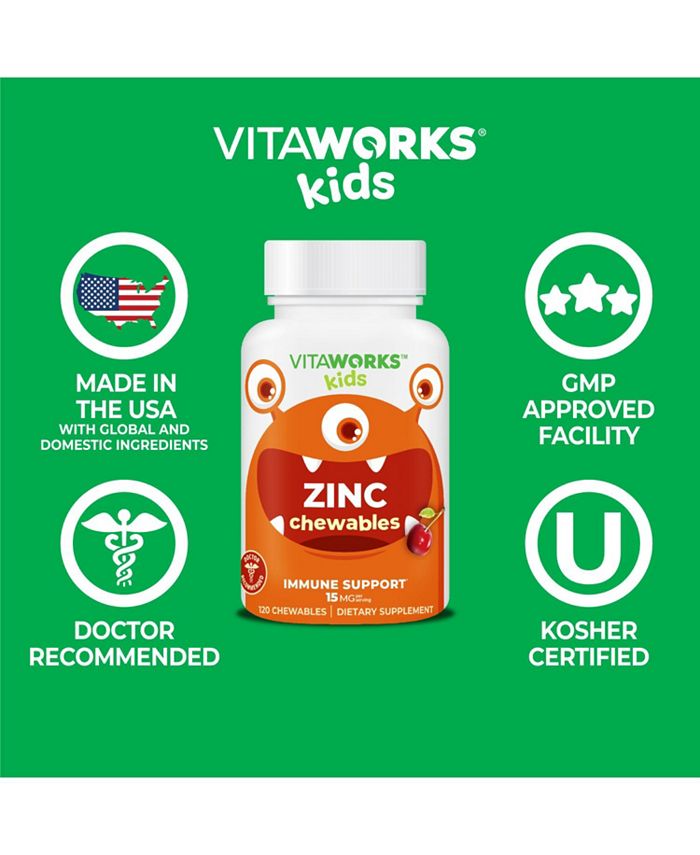 Vitaworks Kids Zinc 15 mg Chewable Tablets - Skin Health And Immune ...