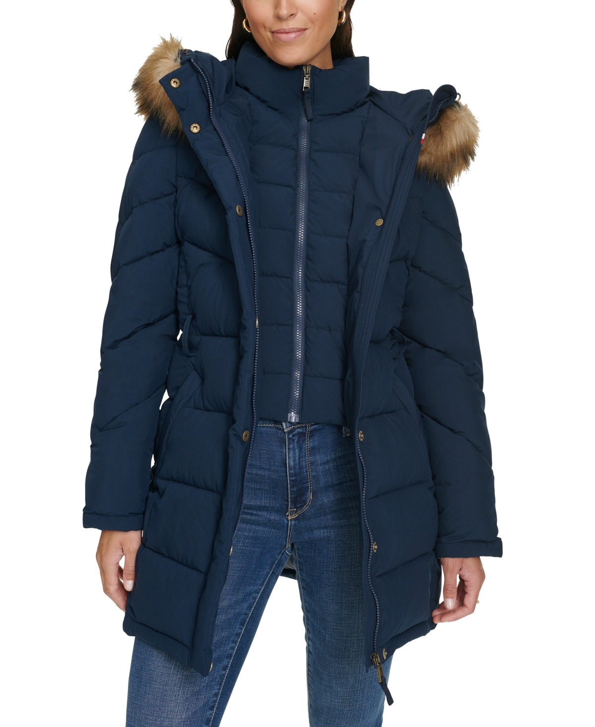 Click here for Tommy Hilfiger Womens Faux-Fur-Trim Hooded Puffer... prices