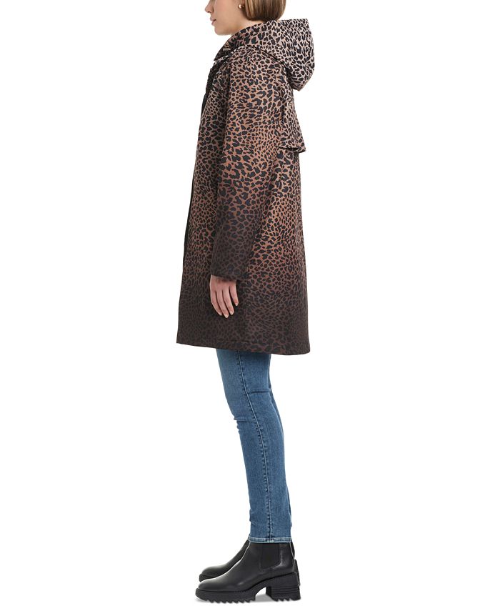kate spade new york Women's Hooded Leopard-Print A-Line Raincoat - Macy's