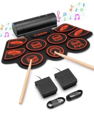 SUGIFT Kids Roll-Up Electronic Drum Set with Speakers, Headphone Jack ...