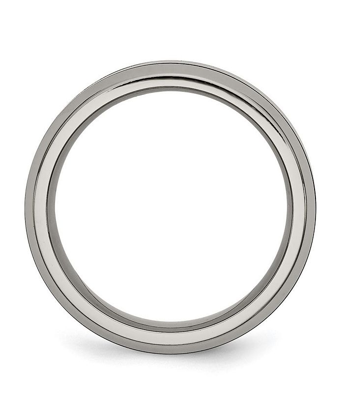 Chisel Titanium Black Ceramic Center Beveled Wedding Band Ring - Macy's