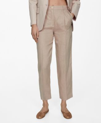 Mango Women's 100% Linen Straight Pants - Macy's