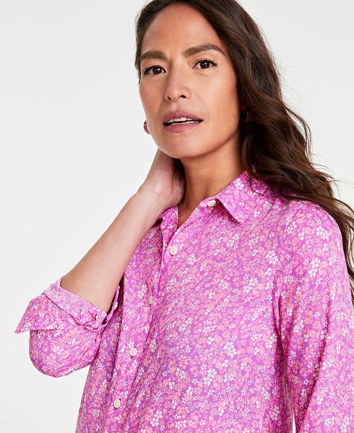 On 34th Women's Button-Front Crepe Shirt, Created for Macy's - Macy's