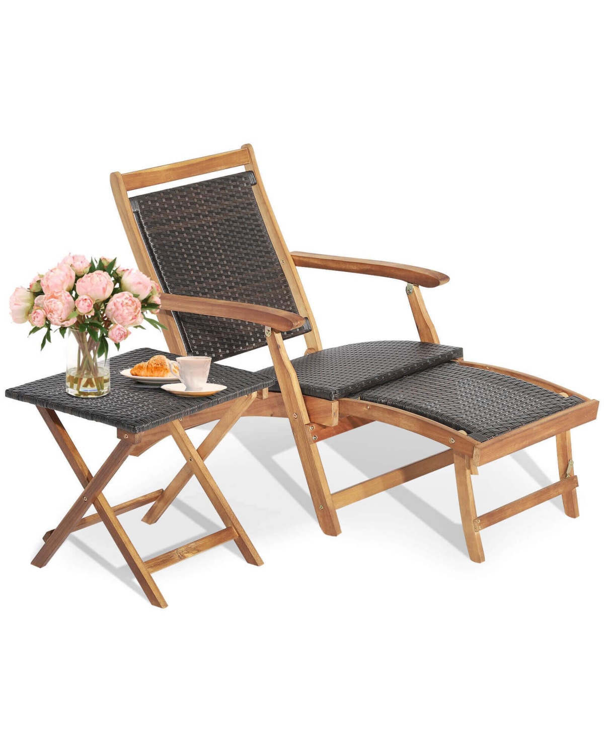 Click here for Inolait 2 Pieces Patio Rattan Folding Lounge Chair... prices
