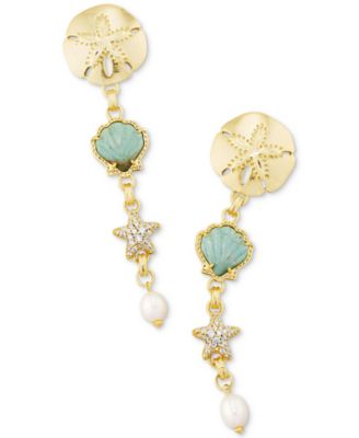 Kendra Scott 14k Gold-Plated Mixed Stone Shell & Starfish Linear Drop ...