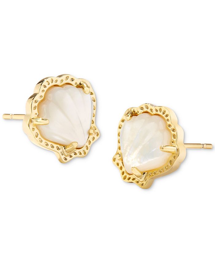 Kendra Scott 14k Gold-Plated Stone Shell Stud Earrings - Macy's