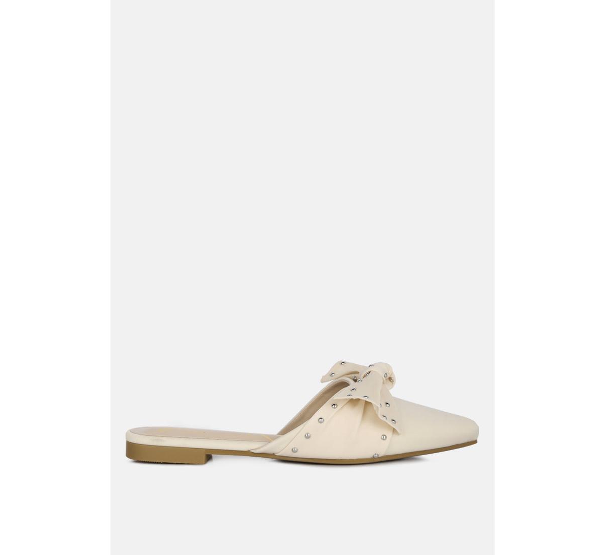 Click here for makeover studded bow flat mules - Beige prices