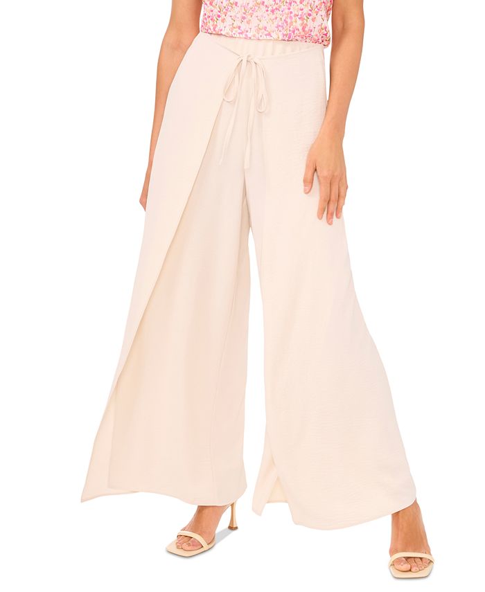 CeCe Women's Overlap Tie Front Wide Leg Soft Pants - Macy's