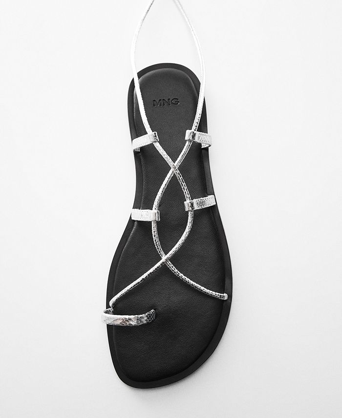 MANGO Women's Metallic Snake Sandals - Macy's