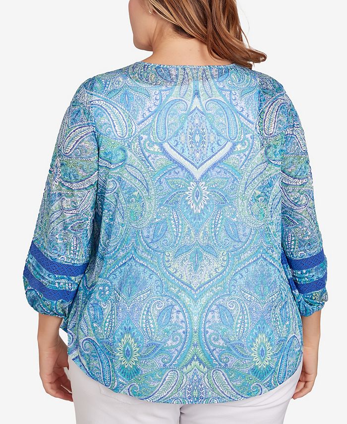 Ruby Rd. Plus Size Paisley Burnout Lace Top - Macy's