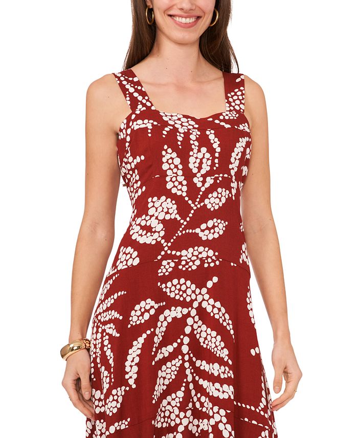 Vince Camuto Women's Printed Square-Neck Smocked-Back Maxi Dress - Macy's