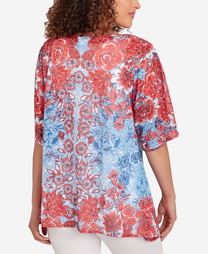 Ruby Rd. Petite Burnout Sublimation Mirrored Top - Macy's