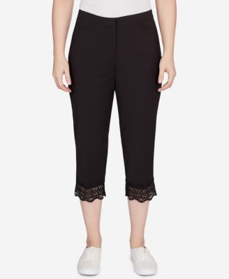 Ruby Rd. Petite Mid Rise Pull On Stretch Lace Hem Capri - Macy's