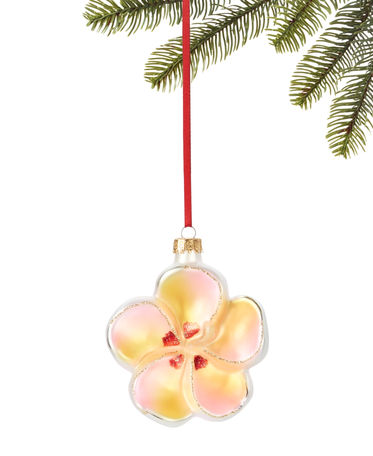 Click here for Holiday Lane Hawaii Pink & Gold Flower Ornament  E... prices