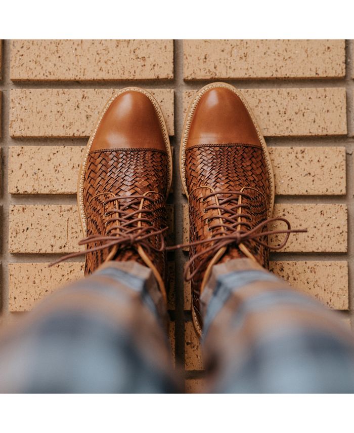 Taft Men's Rome Woven Handcrafted Full-grain Leather Dress Lace-up Boot ...
