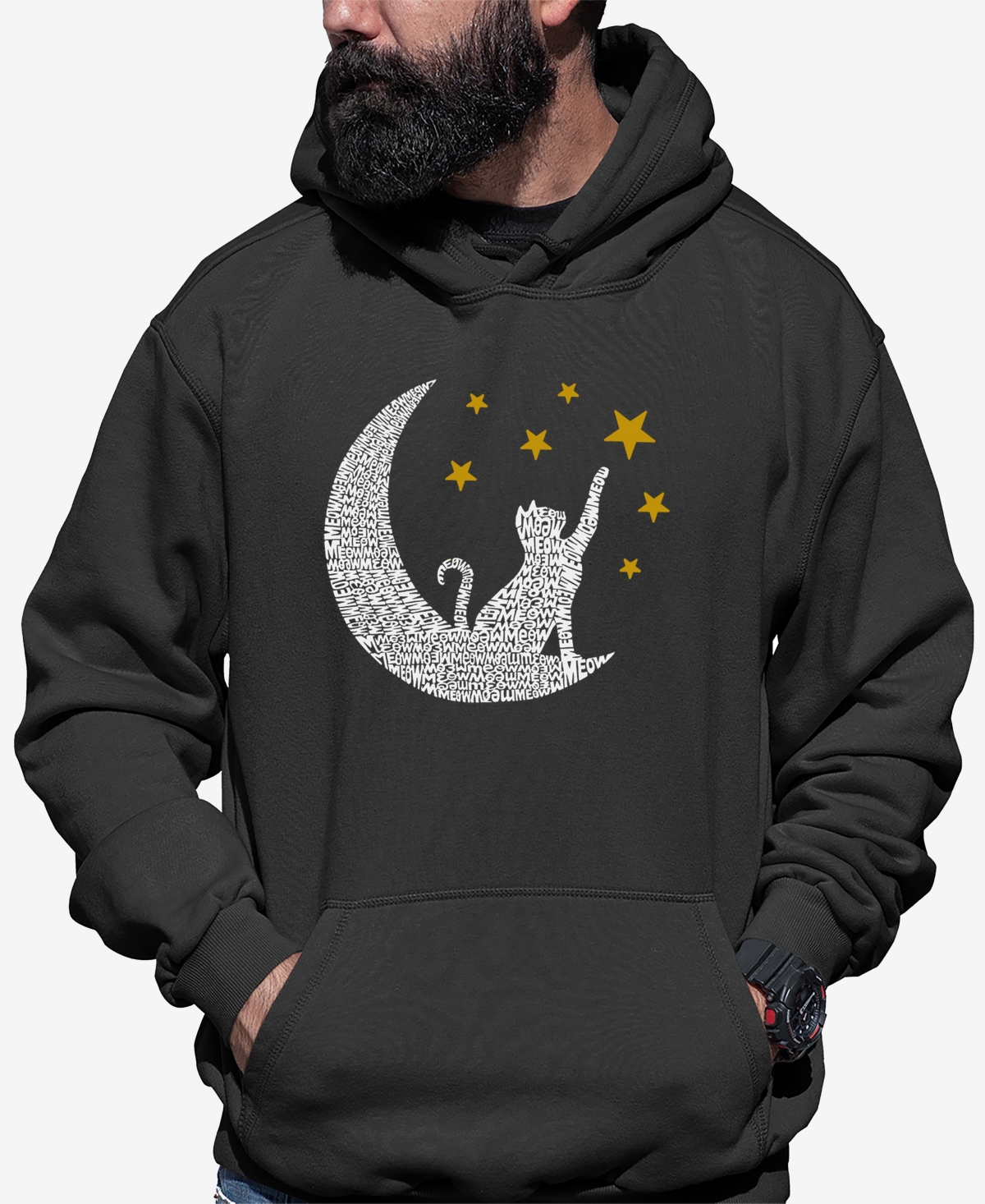 Click here for La Pop Art Cat Moon - Mens Word Art Hooded Sweatsh... prices