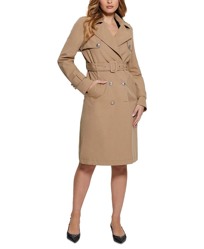 GUESS Women's Jade Double-Breasted Belted Trench Coat - Macy's