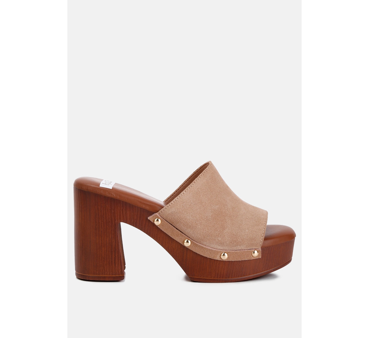 Click here for Cartera Suede High Block Heel Clogs In Black - Tan... prices
