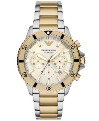 Emporio Armani Men's World Explorer Chronograph Two-Tone Stainless Steel Bracelet Watch 43mm ...