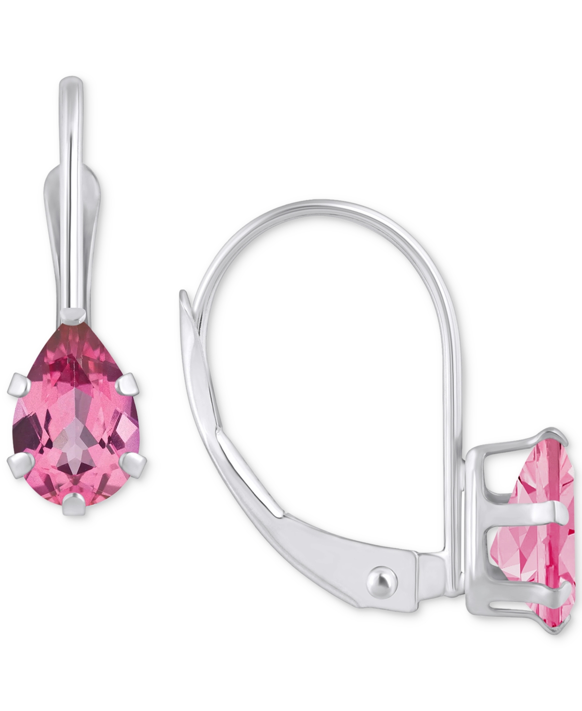Click here for Pink Topaz Pear-Cut Solitaire Leverback Earrings (... prices