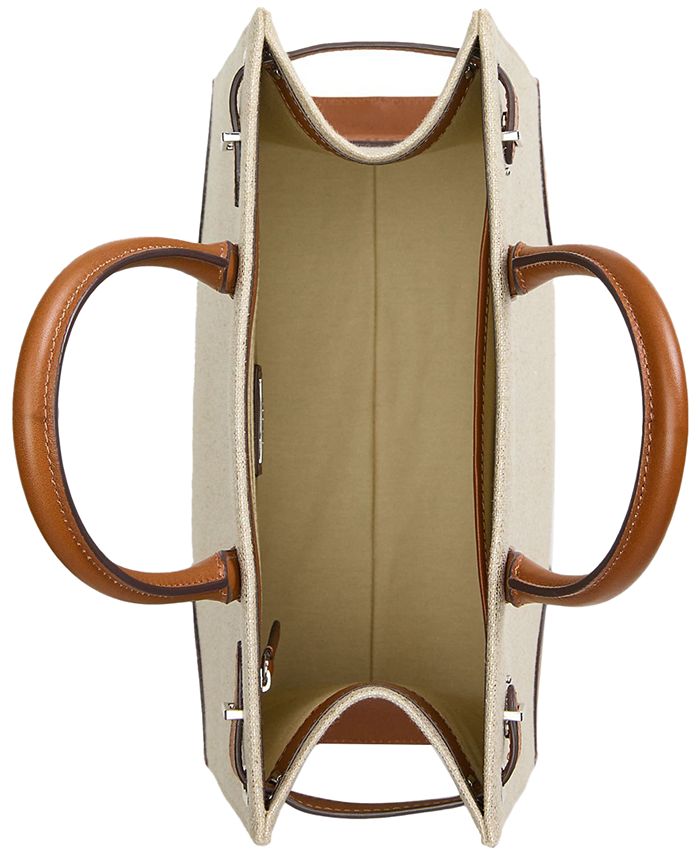 Lauren Ralph Lauren Metallic Canvas Medium Devyn Tote Bag - Macy's