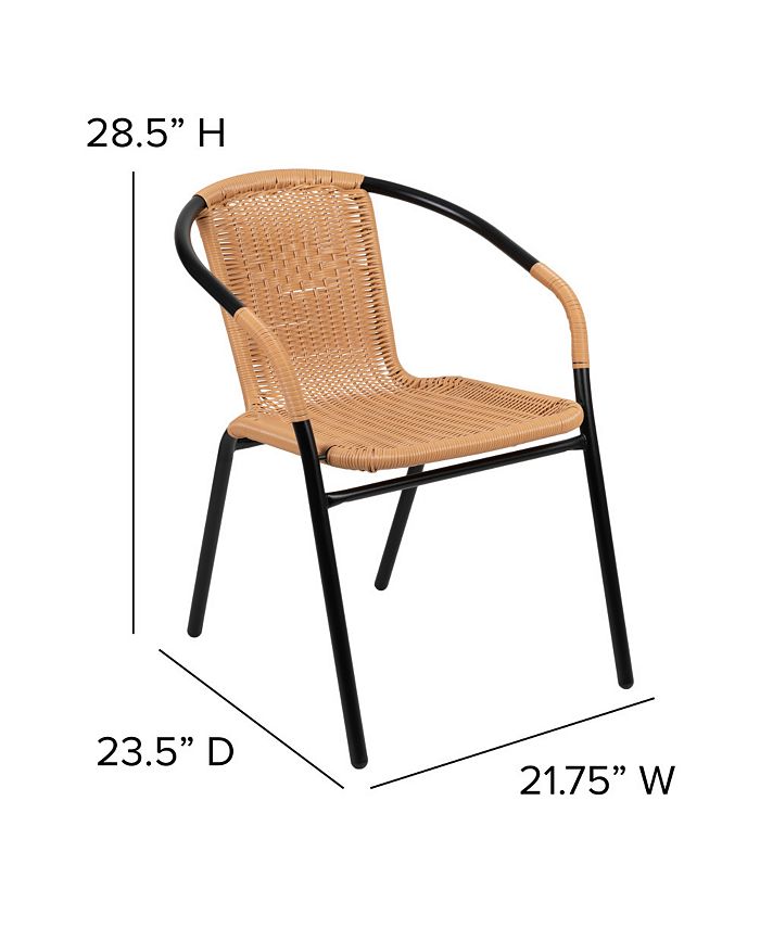 EMMA+OLIVER 2 Pack Rattan Indoor-Outdoor Restaurant Stack Chair With Curved Back - Macy's