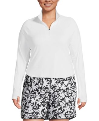 Lands' End Plus Size Long Sleeve Rash Guard Cover-up UPF 50 - Macy's
