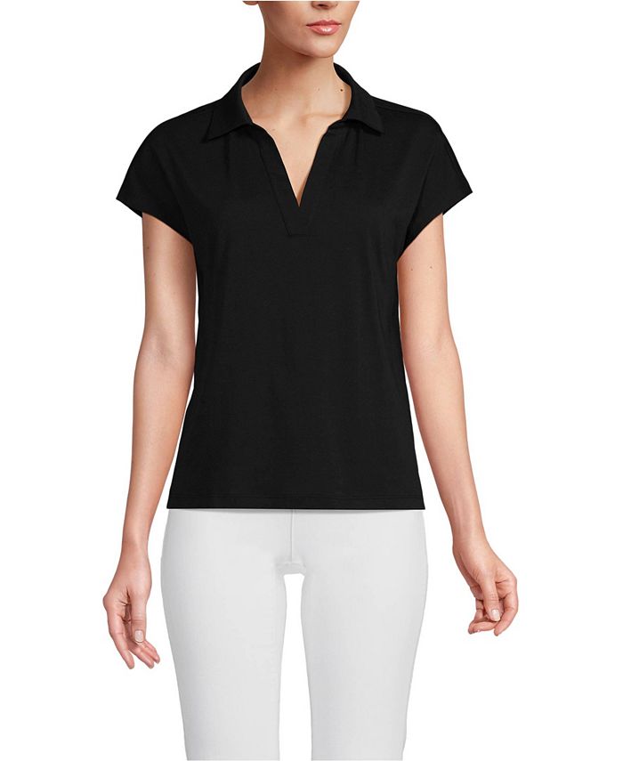 Lands End Womens Supima Cotton Johnny Collar Polo Macys