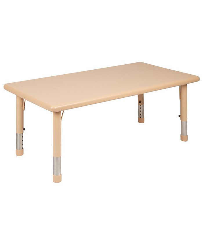 EMMA+OLIVER 24"W X 48"L Rectangular Plastic Height Adjustable Activity Table Set With 4 Chairs ...