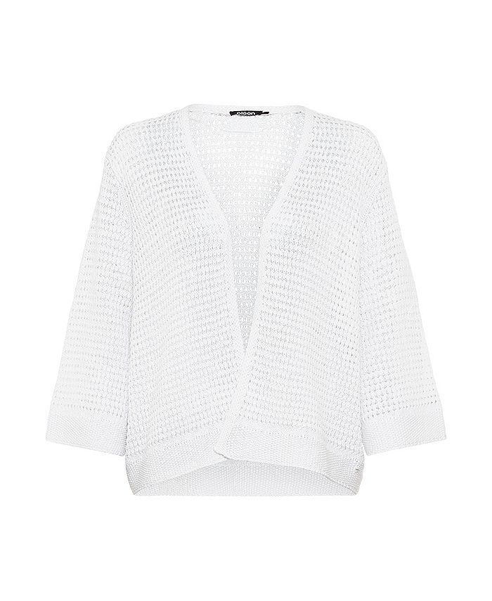 Olsen Women's Linen Blend 3/4 Sleeve Open Knit Cardigan - Macy's