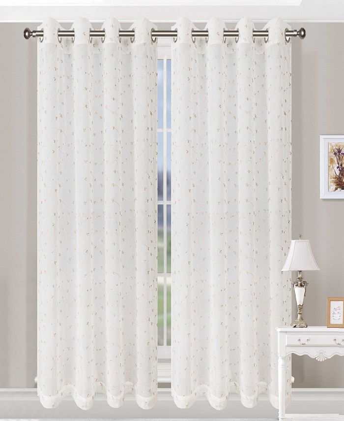 Superior Traditional Embroidered Delicate Flower Farmhouse Sheer ...