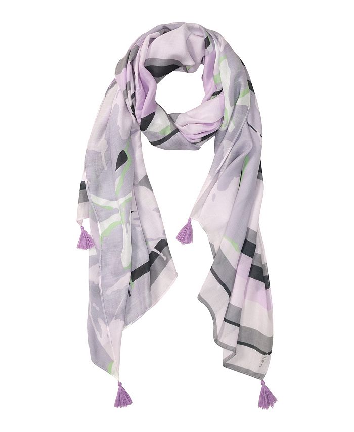 Olsen Abstract Floral and Stripe Scarf - Macy's