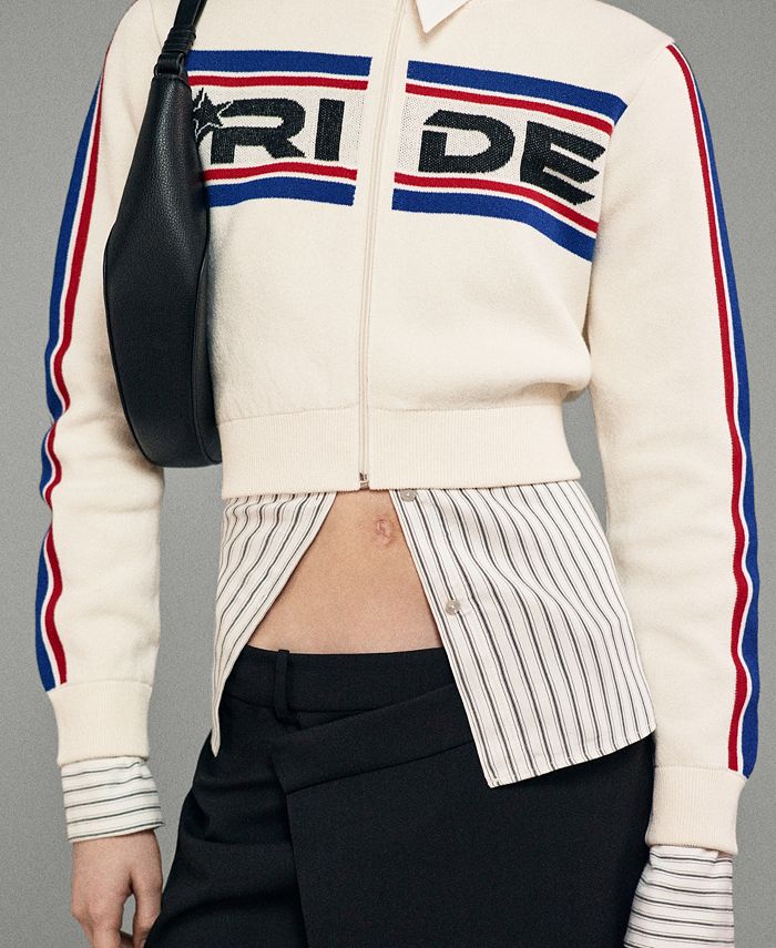 MANGO Women's Zipper Crop Cardigan - Macy's