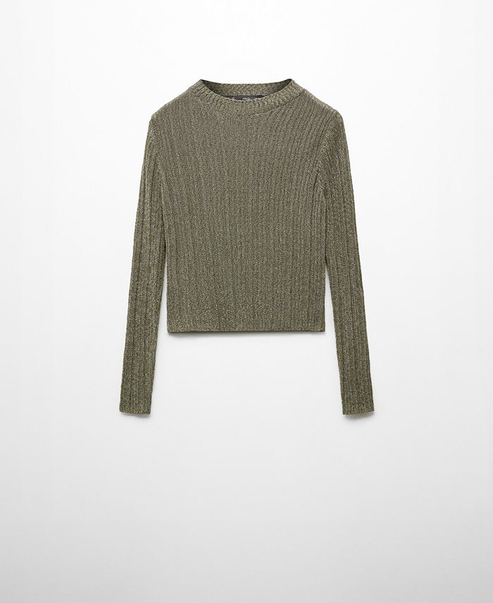 MANGO Women's Lurex Perkins-Neck Sweater - Macy's