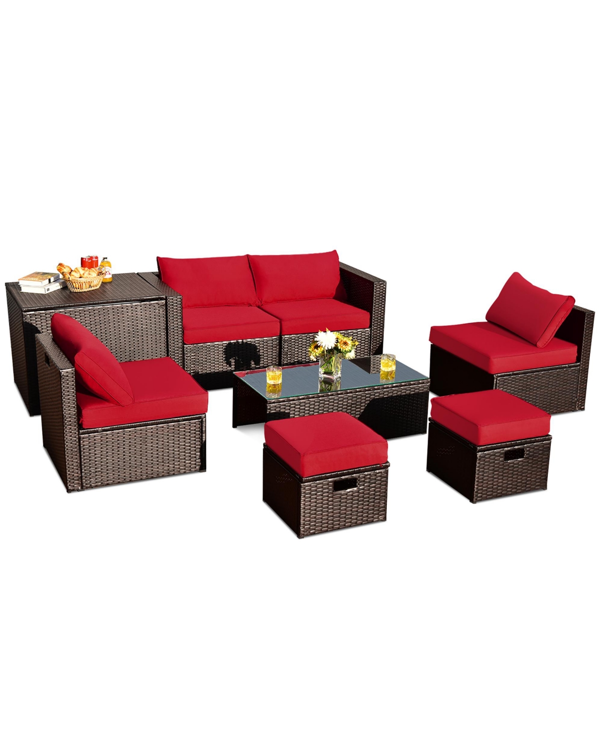 Click here for Gymax 8PCS Patio Rattan Pe Wicker Conversation Set... prices