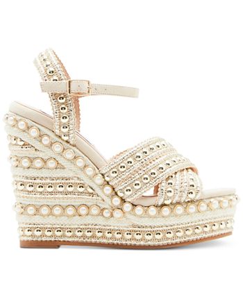 Steve Madden Women's Juniper Raffia Platform Wedge Sandals - Macy's
