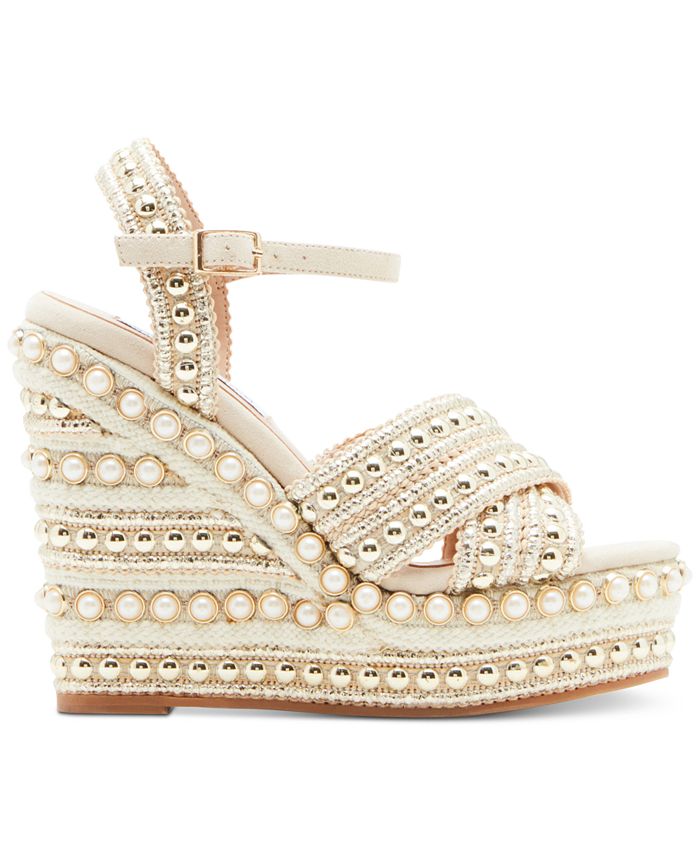 Steve Madden Women's Juniper Raffia Platform Wedge Sandals - Macy's