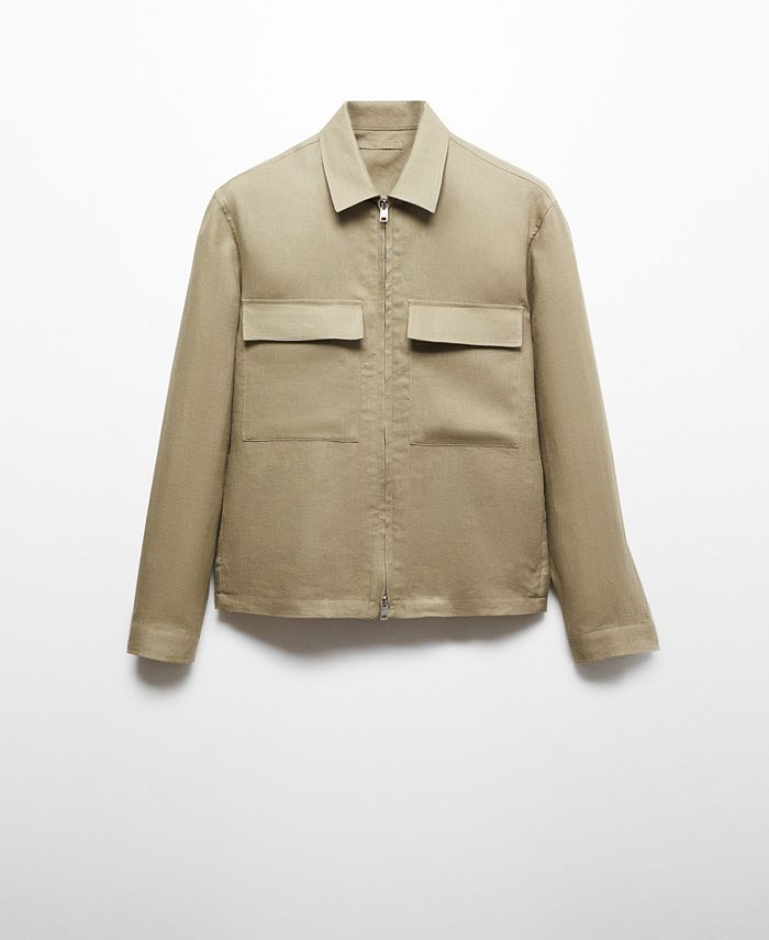 MANGO Men's Zipper Linen Jacket - Macy's