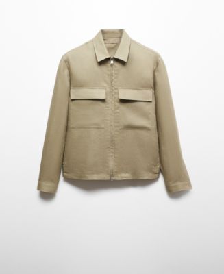 MANGO Men's Zipper Linen Jacket - Macy's