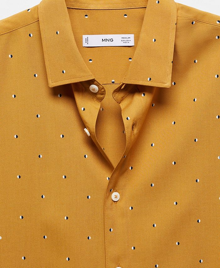 MANGO Men's Mirco-Print Short Sleeve Shirt - Macy's