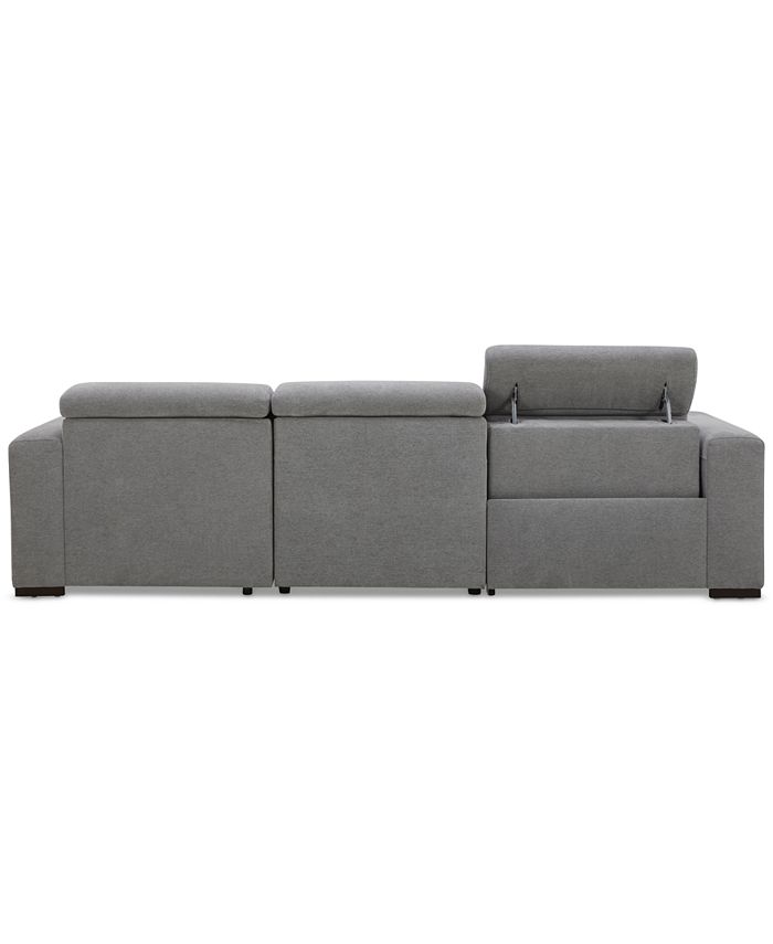 Furniture Nevio 3-Pc. Fabric Power Headrest Sectional and Chaise with 1 ...