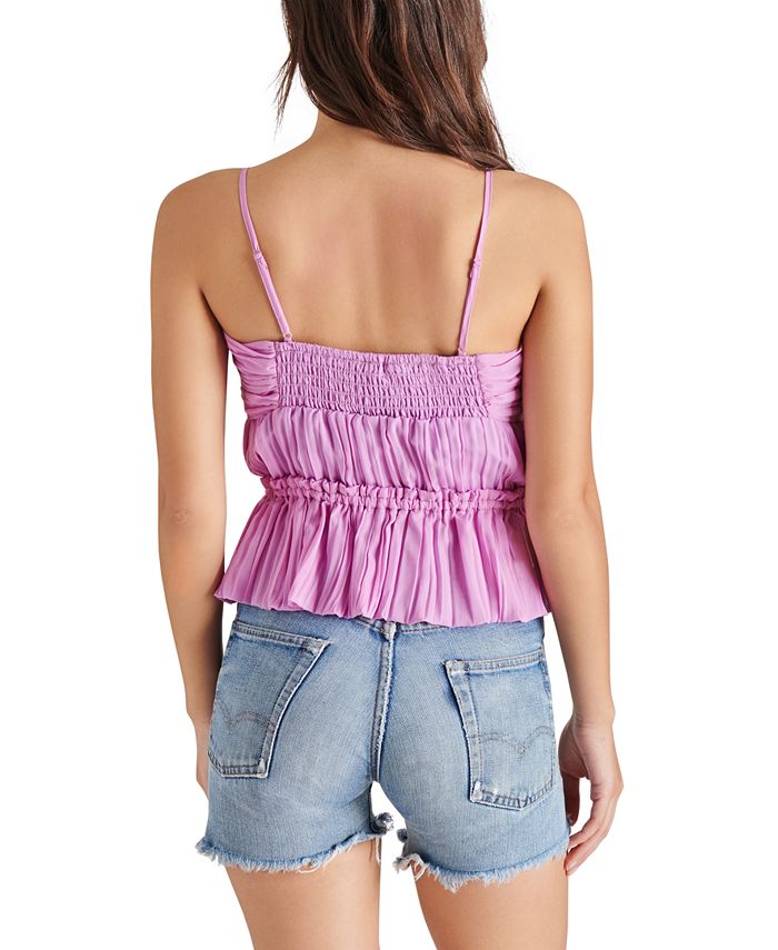 Steve Madden Women's Solange Pleated Smocked-Back Peplum Top - Macy's