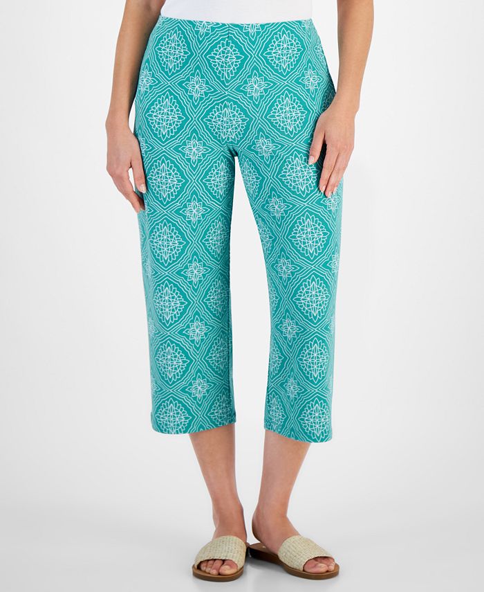JM Collection Petite Printed Pull-On Capri Pants, Created for Macy's ...