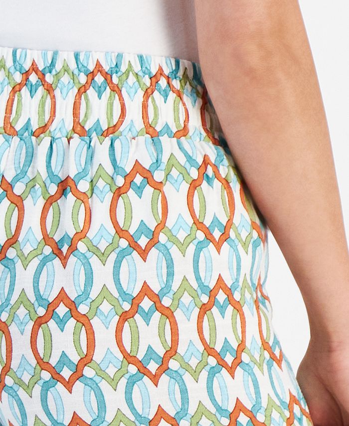 JM Collection Petite Border-Print Pull-On Cropped Pants, Created for ...