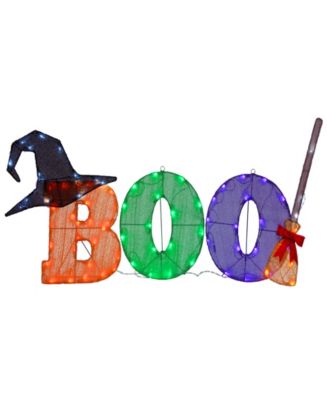 National Tree Company 23" BOO Light Up Sign, Orange, Green, Blue, LED ...