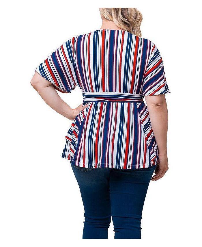 Kiyonna Womens Plus Size Boulevard Short Sleeve Stripe Top Macys