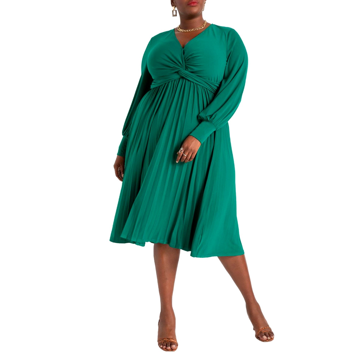 Click here for Eloquii Womens Plus Size Knot Front Pleated Skirt... prices