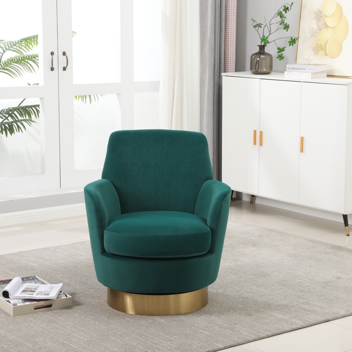 Click here for Streamdale Furniture Emerald Velvet Swivel Barrel... prices