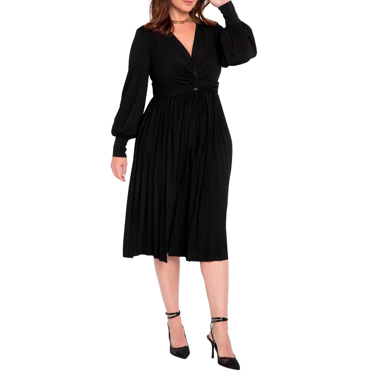 Click here for Eloquii Womens Plus Size Knot Front Pleated Skirt... prices